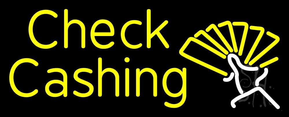 Check Cashing LED Neon Sign 10 x 24 - inches, Black Square Cut Acrylic ...