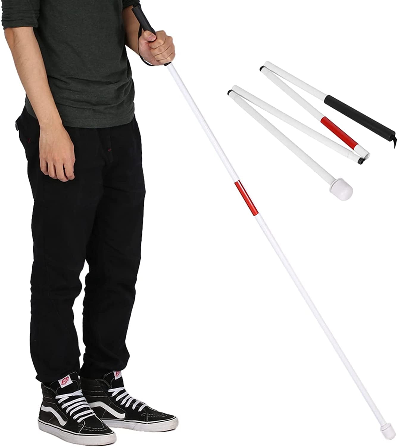 Bastón plegable de 125 cm para ciegos, bastón de senderismo plegable ...