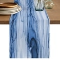 Blue Ink Marble Table Runner 13x48 Inch Coastal Nautical Water Ripples ...