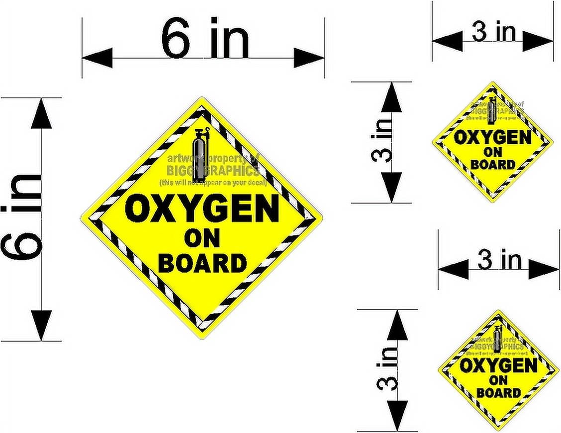 SET OF 3 OXYGEN ON BOARD VINYL DECALS FOR CAR WINDOWS OR DOOR - Walmart.com