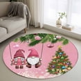 3.3ft Round Rug Pink Gnomes Christmas Area Rugs for Living Room Bedroom ...