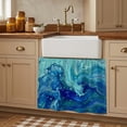 Abstract Marble Cabinet Curtains 11" W x 13" L, Turquoise Green ...