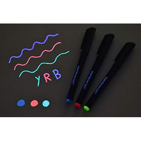 DirectGlow Set of 3 Invisible UV Blacklight Ink Marker Blue Red Yellow ...