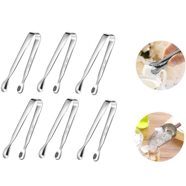 Stainless Steel Sugar Tongs Set, 6 Pieces Sugar Tongs, Candy Salad Ice ...