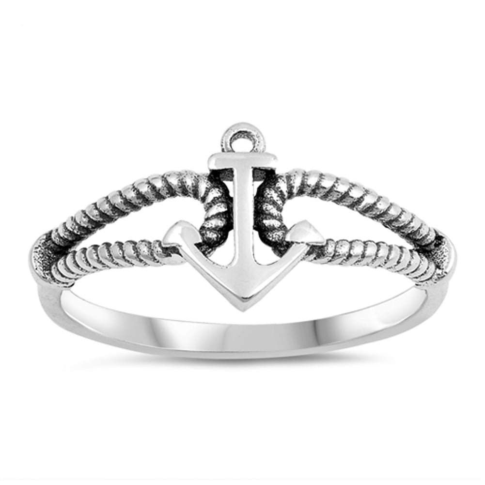 Antiqued Vintage Captain Anchor Mariner Cross Sterling Silver Ring 925 ...