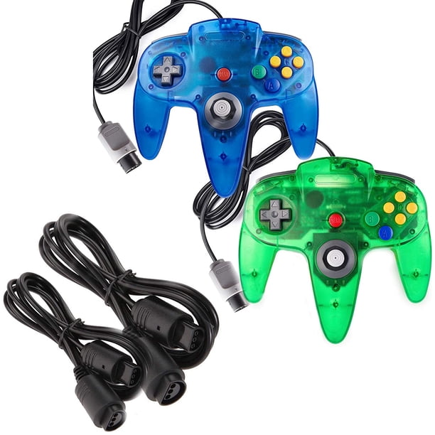 XYCCA 2 Pack Classic N64 Controllers (Jungle Green/Blue) Bundle with 2 ...
