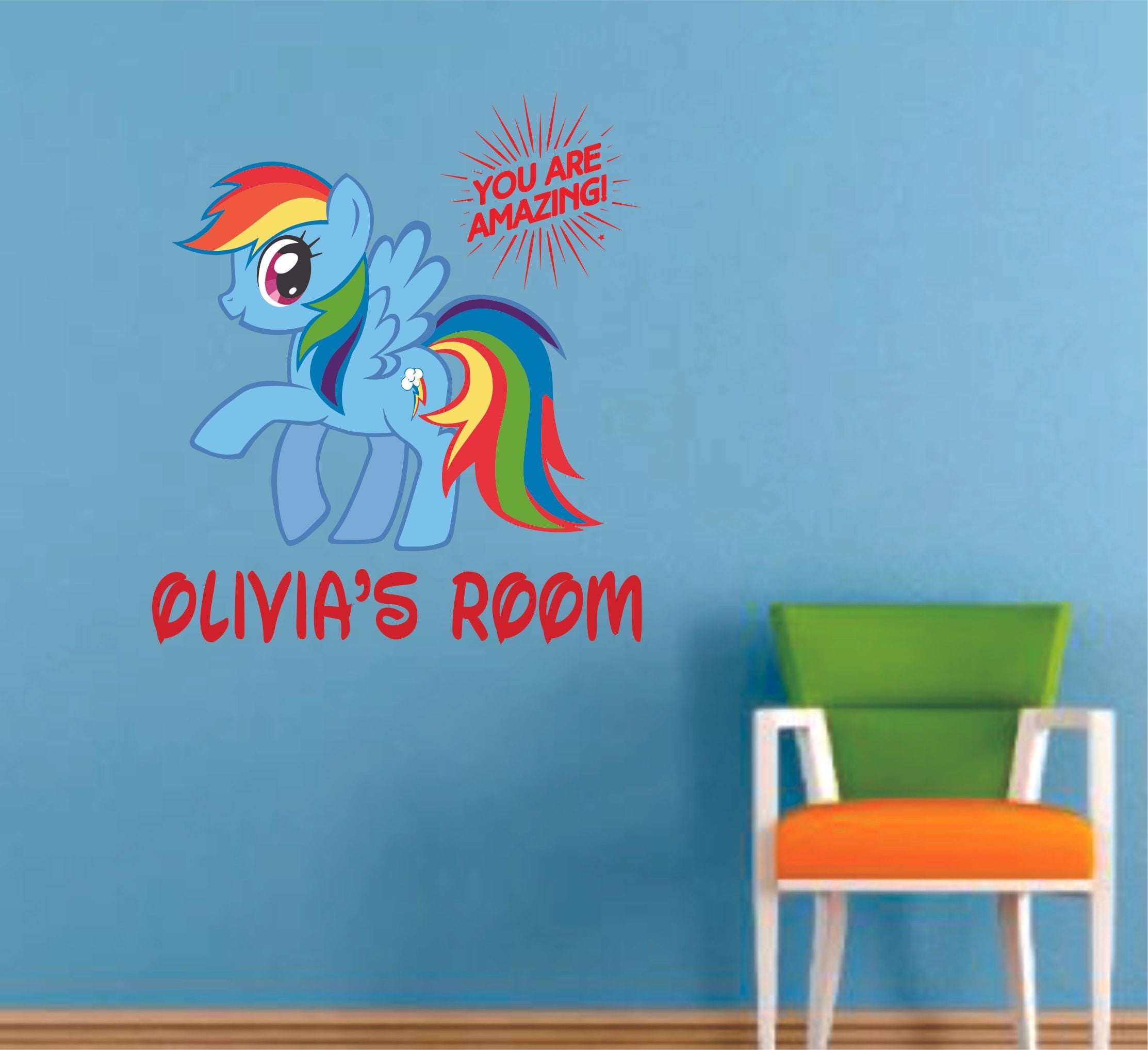 Home & Living Wall Décor My Little Pony Retro Rainbow Personalised Name ...