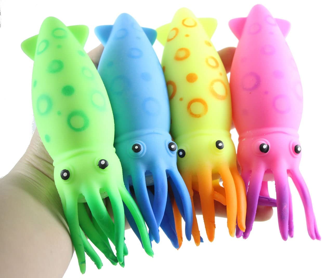 Set of 4 Large Squid Soft Fluff Doh - Filled Squeeze Stress Balls ...
