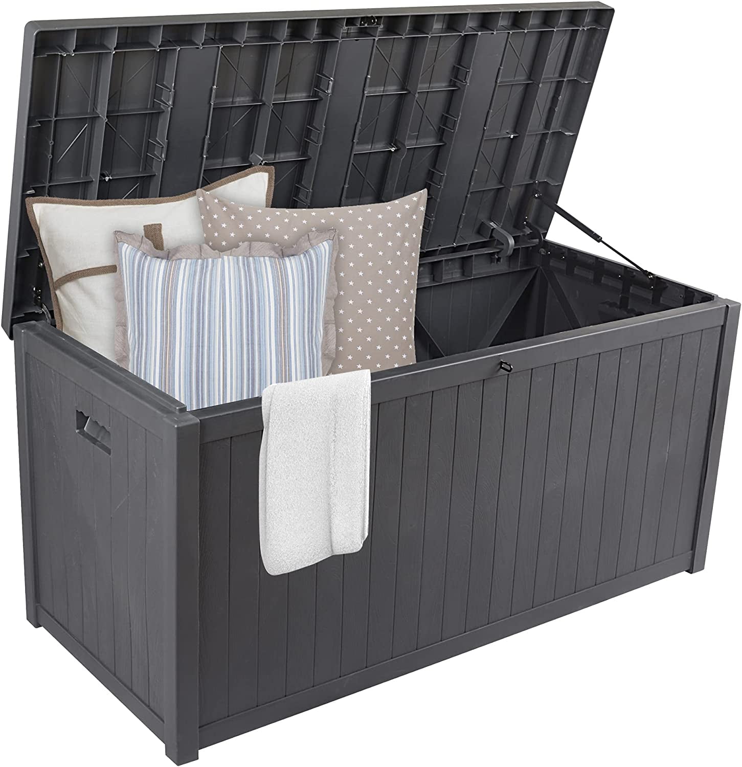 Sunvivi Large Patio Resin Storage Box, 120 Gallon Indoor/Outdoor Deck ...