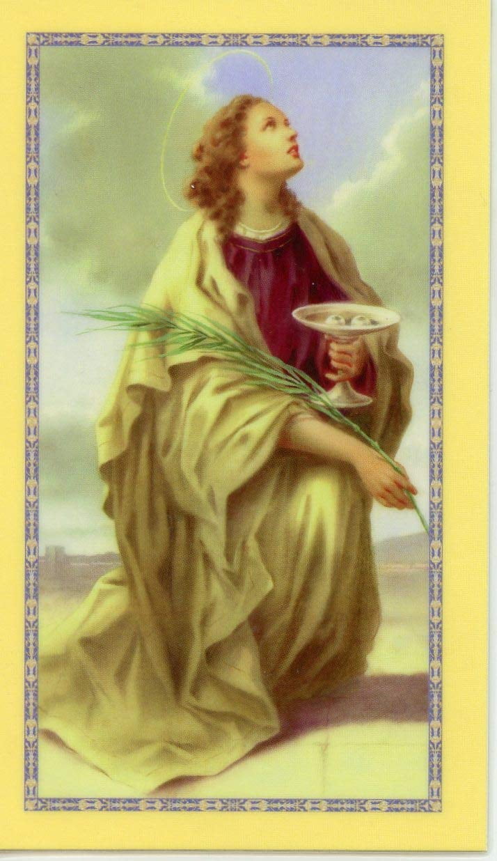 St. Lucy - Novena - Relic Laminated holy card - Blessed by Pope Francis ...