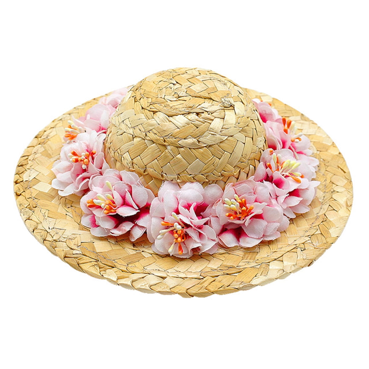 Pet Flower Straw Hat Dog Spring Summer Sunhat Woven Straw Hat Costume ...