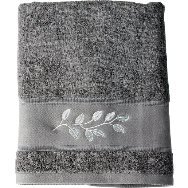 Mainstays Silver Leaves Bath Towel, Silver, 25" x 50" - Walmart.com ...