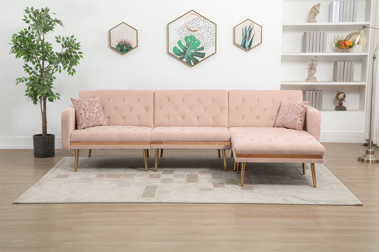 Convertible Sectional Sofa Set, 106 Inch L-Shaped Sofa Couch with 2 ...