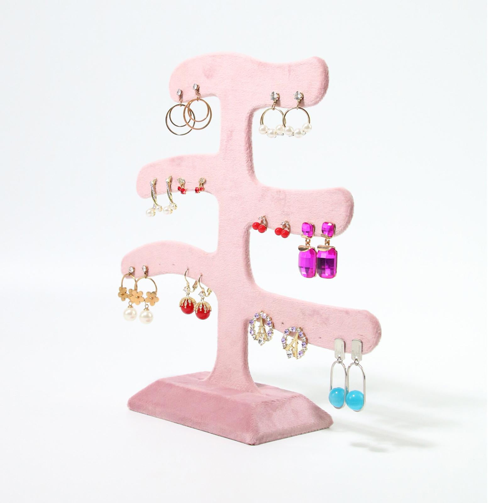 3 Tier Earrings Holder Stand, Jewelry Display Flannel Organizer Hanging ...