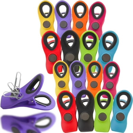 HTAIGUO 16 Pieces Chip Clips, Multi-Color Food Bag Clips, Magnetic ...