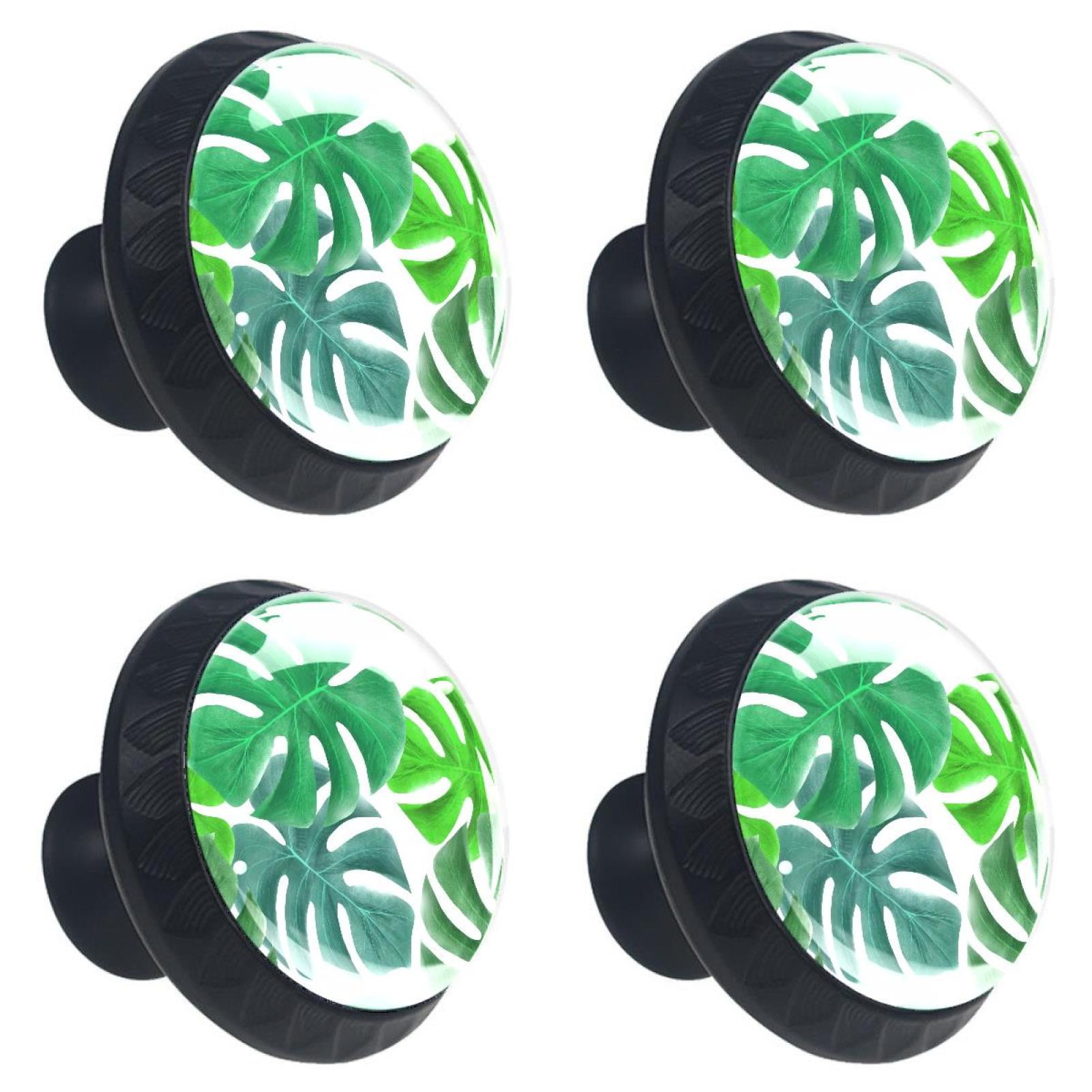 4 Pcs Tropical Green Leaves Knobs for Kitchen Cabinet Cupboard Dresser ...