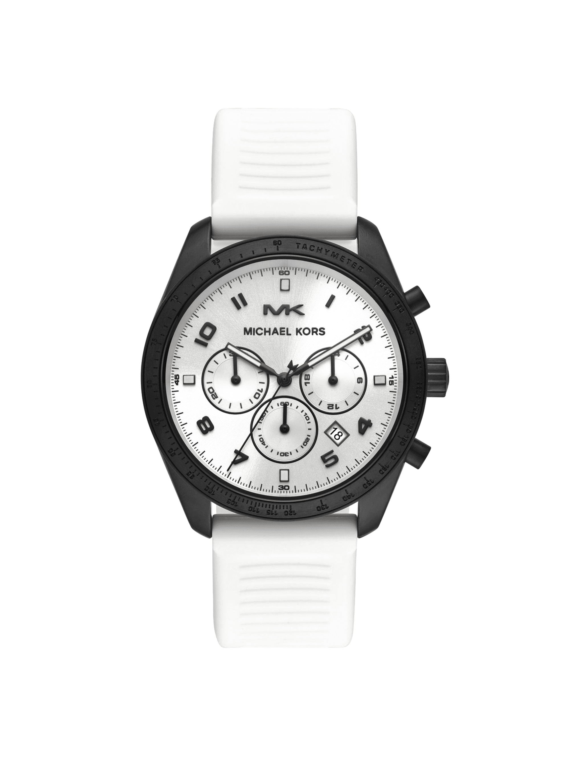 Michael Kors Keaton 43mm Steel Chronograph White Dial Quartz Mens Watch ...