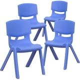 BizChair 4 Pack Blue Plastic Stackable Indoor School Chair for Kids, 12 ...