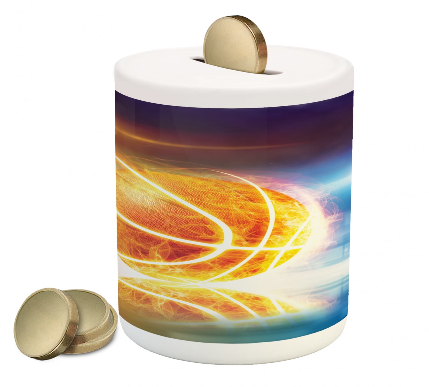 Basketball Piggy Bank, Abstract Sports Background Burning Basketball ...