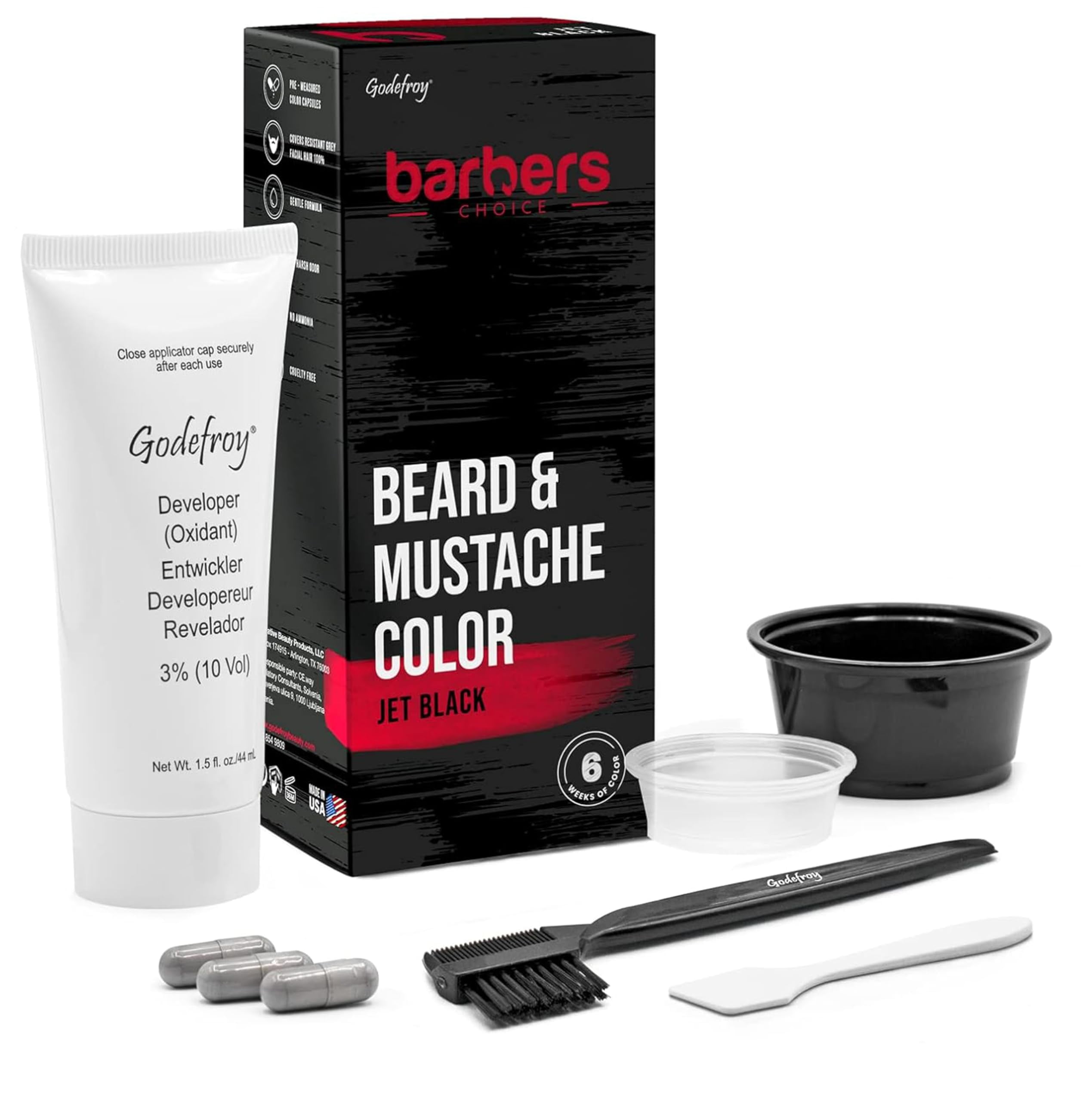 Godefroy Barbers Choice Tinte Para Barba Y Bigote De 3 Aplicaciones ...