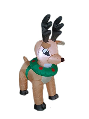4 Foot Tall Lighted christmas Inflatable Reindeer Moose Yard Decoration ...