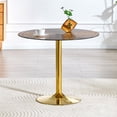 35 inch diameter, light luxury brown ring glass round table. Golden ...