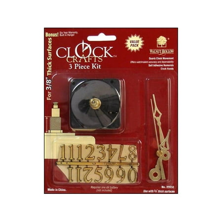Walnut Hollow Clock Movement with Hands & Numerals for 3/8-inch Thick ...