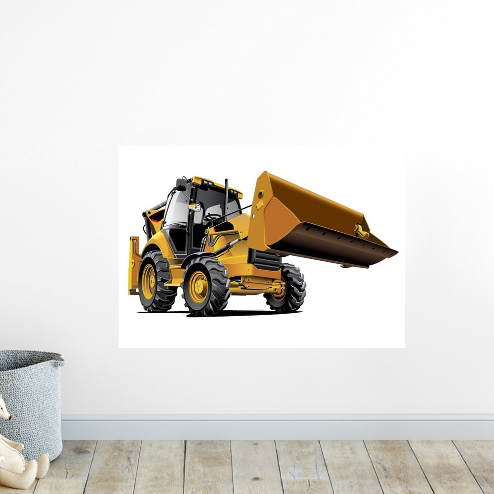 Lifted Yellow Construction Bulldozer Wall Decal Sticker, Wallmonkeys ...