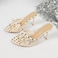 Bkhluea Women Polka Dot Lace Bow Thin Stiletto Mule Slide Sandals Open ...