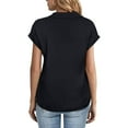 CUSTG Casual T-Shirts For Women Simple Solid Color Short Sleeve With V ...
