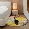 Black Cat 7' Round Rug for Living Room Conversation Area, Colorful ...