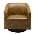 JERFIT Modern PU Leather Swivel Chair with Wood Base, Camel Accent ...