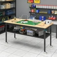 48"/60'' Adjustable Workbench, Rubber Wood Top Work Bench Heavy-Duty ...