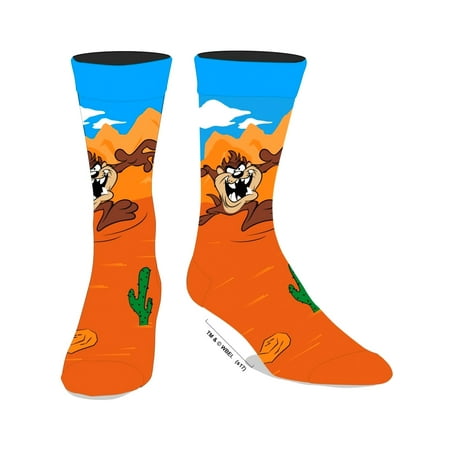 Looney Tunes Taz Adult Crew Socks Mens Tasmanian Devil Scenic Desert ...