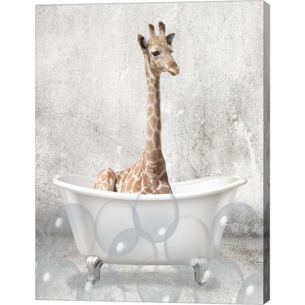 Great Art Now Baby Giraffe Bath by Kimberly Allen, Canvas Wall Art, 12W ...