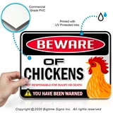 Bigtime Signs Beware of Chickens PVC Warning Sign 9""x12 - Walmart.com