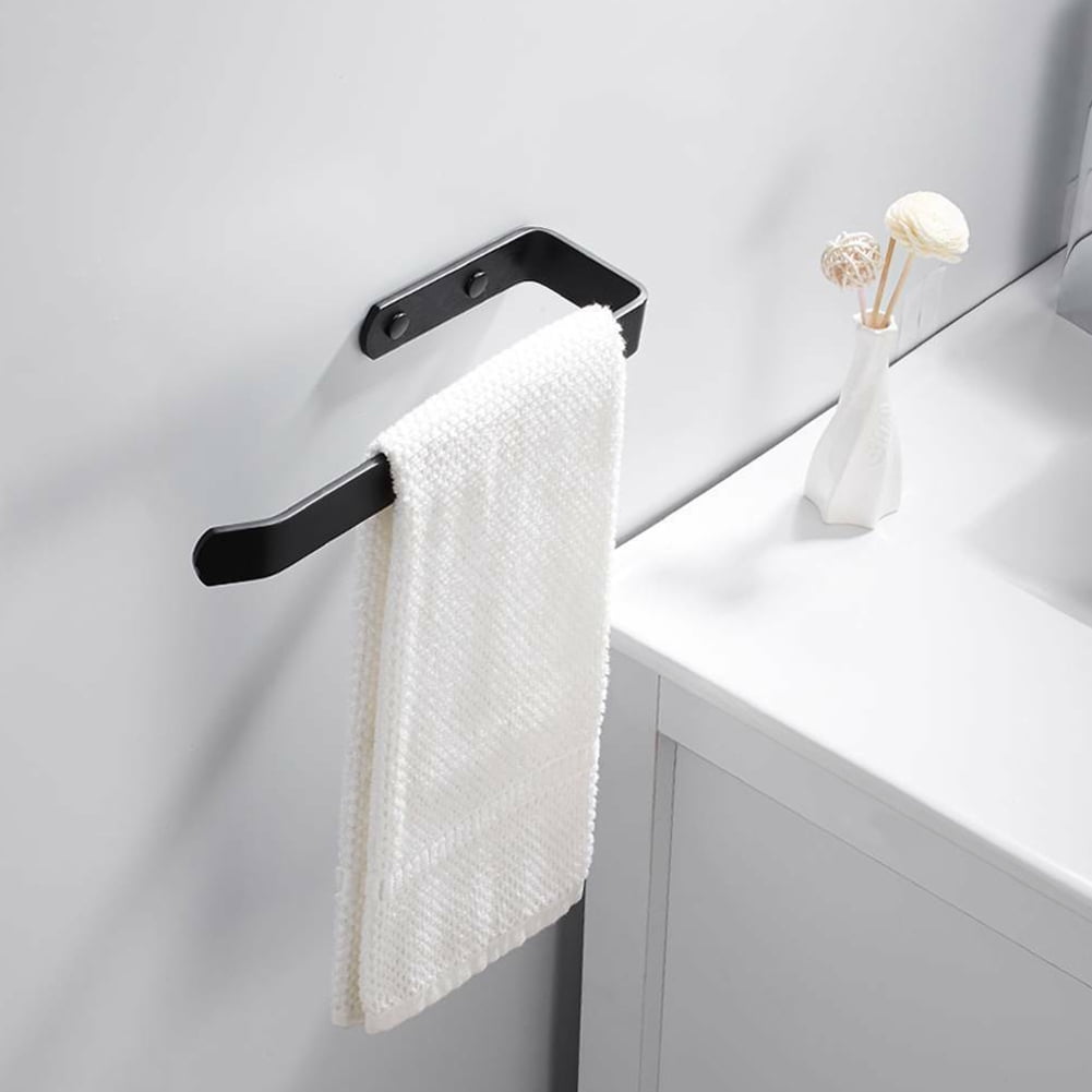 Extended Towel Ring Holder Racks 29cm Wall Mounted Black Hand Bar Extended Towel Ring Holder Racks 29cm Wall Mounted Black Hand Bar