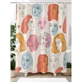 Abstract Face Painting Shower Curtain, Boho Pink Portraits Minimalist ...