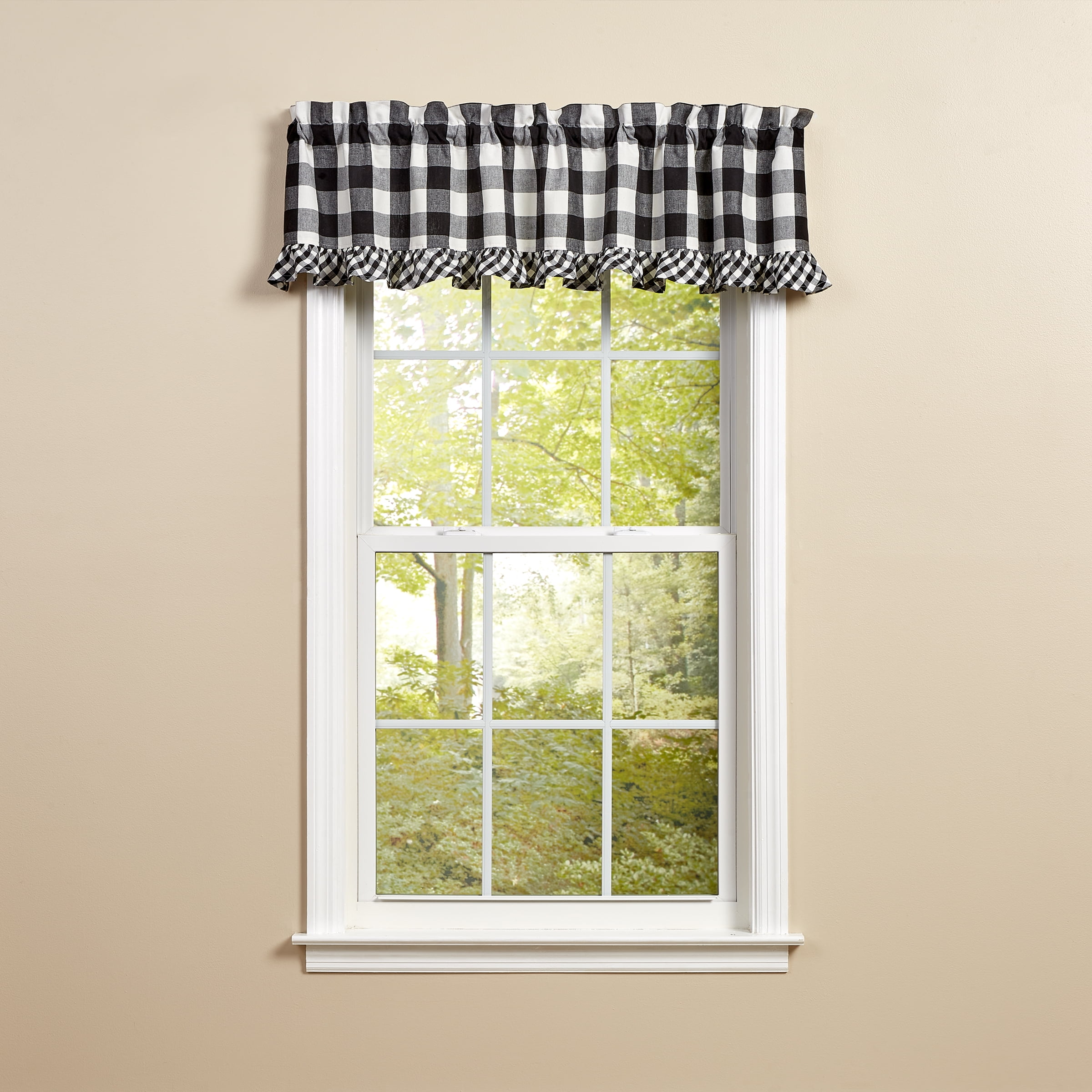 Park Designs Buffalo Check Ruffled Black Valance 60" x 14" - Walmart.com