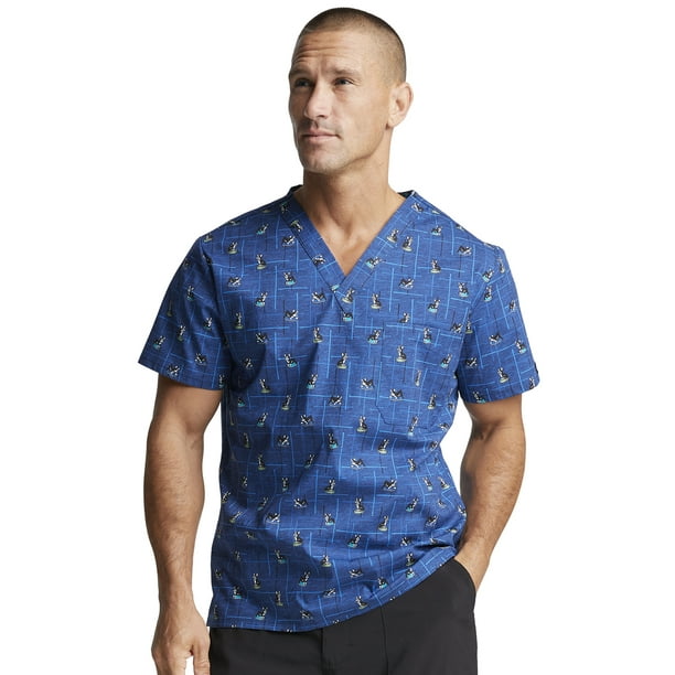 Dickies EDS Scrubs Top For Men V-Neck Plus Size DK725, 2XL, Doggone ...