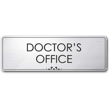 Doctor's Office Sign - 3"x9" - Self Adhesive - Brushed/Silver - USA ...