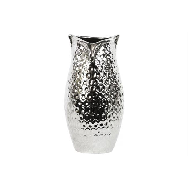 Ceramic Owl Vase Dimpled Polished Chrome Silver, Large - Walmart.com