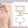 20Pcs 2 Colors 304 Stainless Steel Open Cuff Ring Components Pad Ring ...