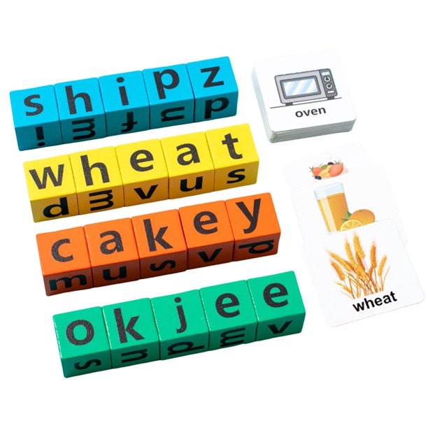 Wooden Letter Spelling Block Vowel Reading Alphabet Flashcards Alphabet ...