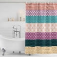 Bohemian Shower Curtain Set with Hooks, Tribal Geometric Stripes Purple ...