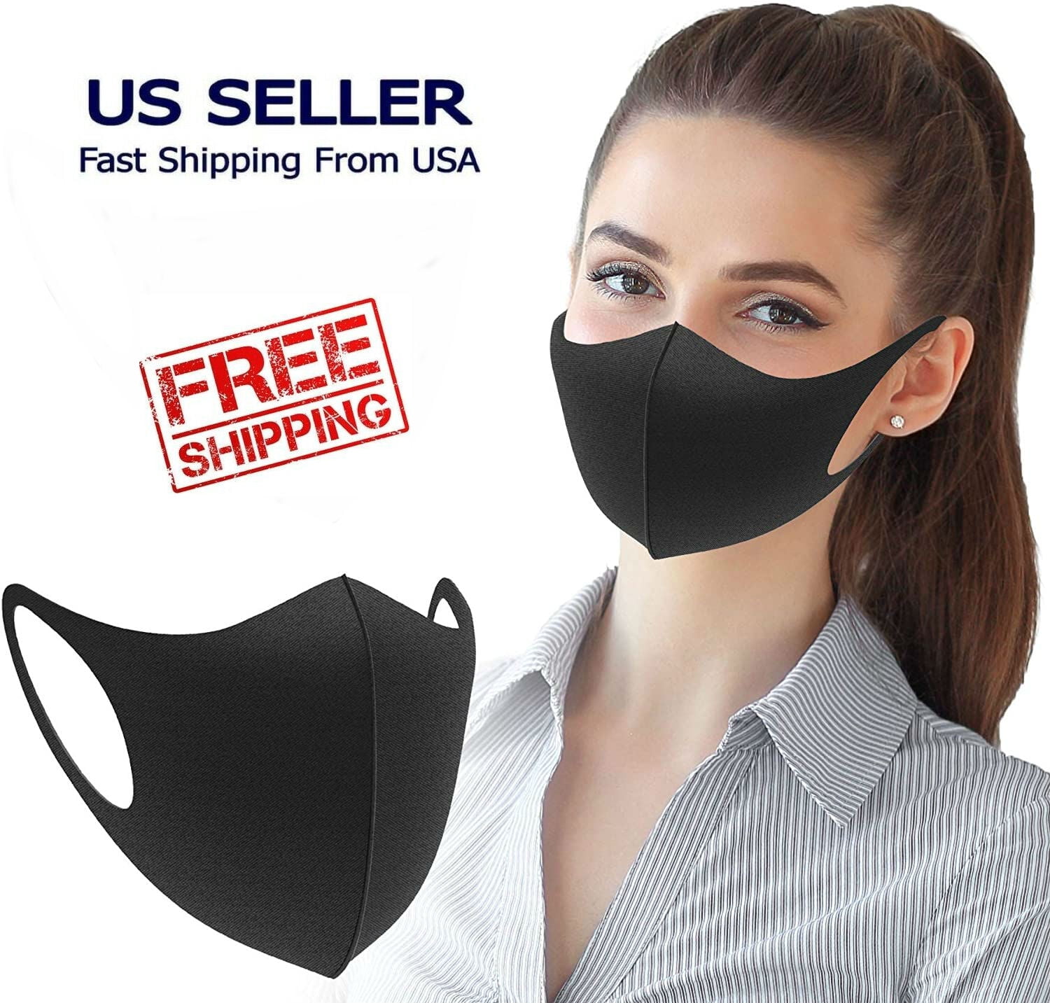 Reusable Washable Polyester Face Covering Mask Water Resistant For Men ...