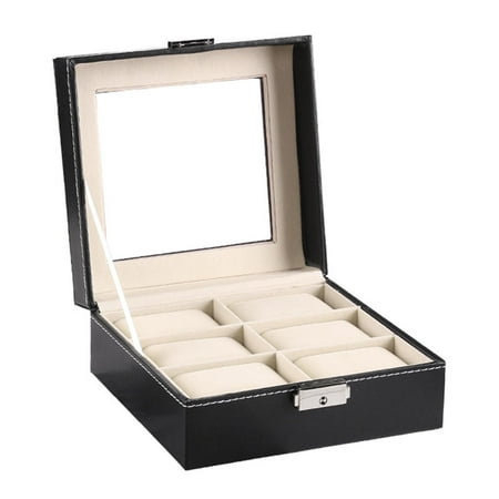 PU Leather Watch Box, Cabinet Organizer Watch Storage Box Showcase ...
