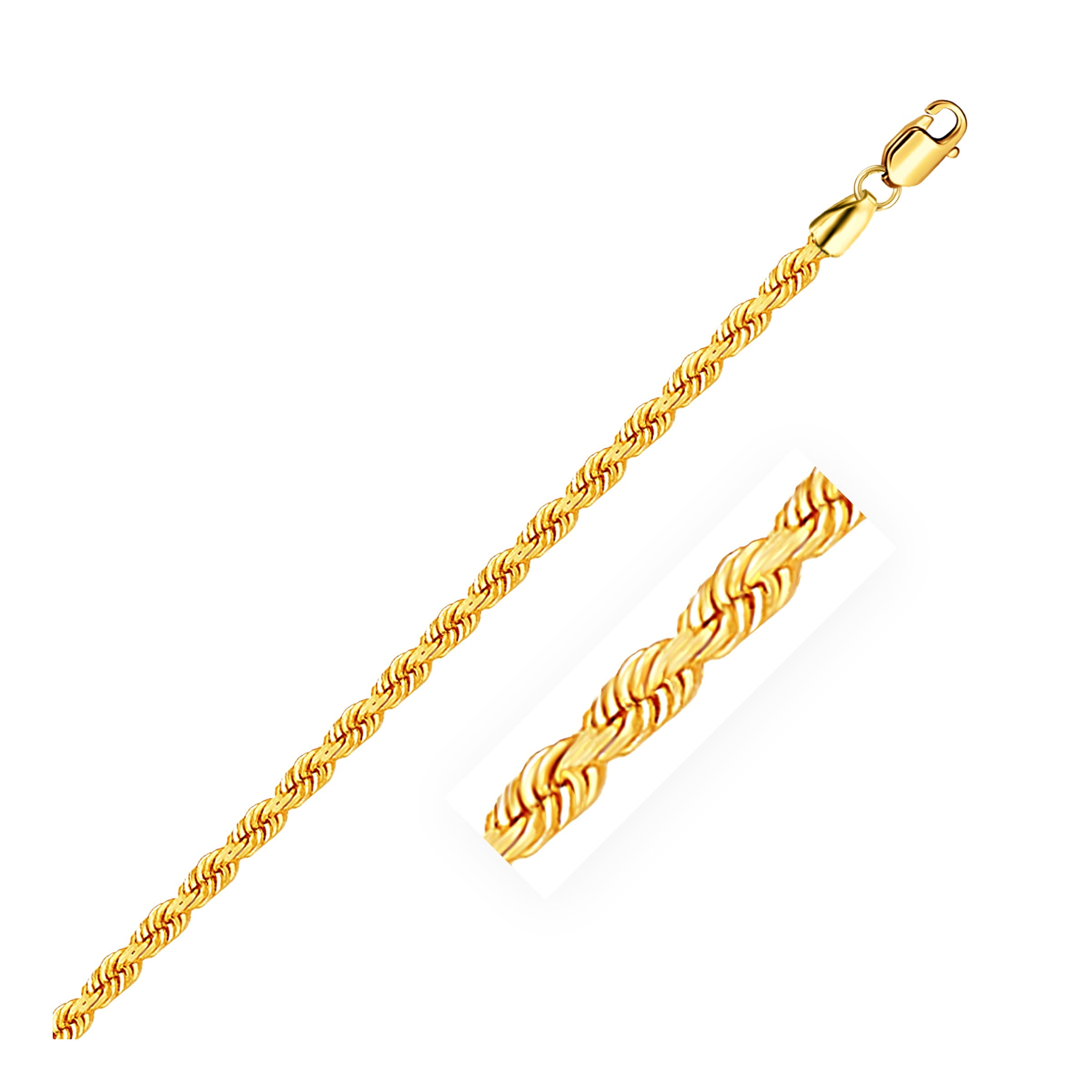 3.0mm 14k Yellow Gold Solid Rope Chain Length 24 inches - Walmart.com