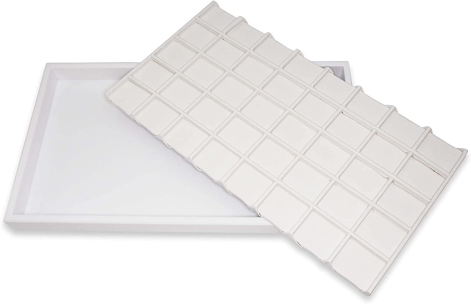 NicePackaging 40 Compartment White Leatherette Sorting Tray with Free ...