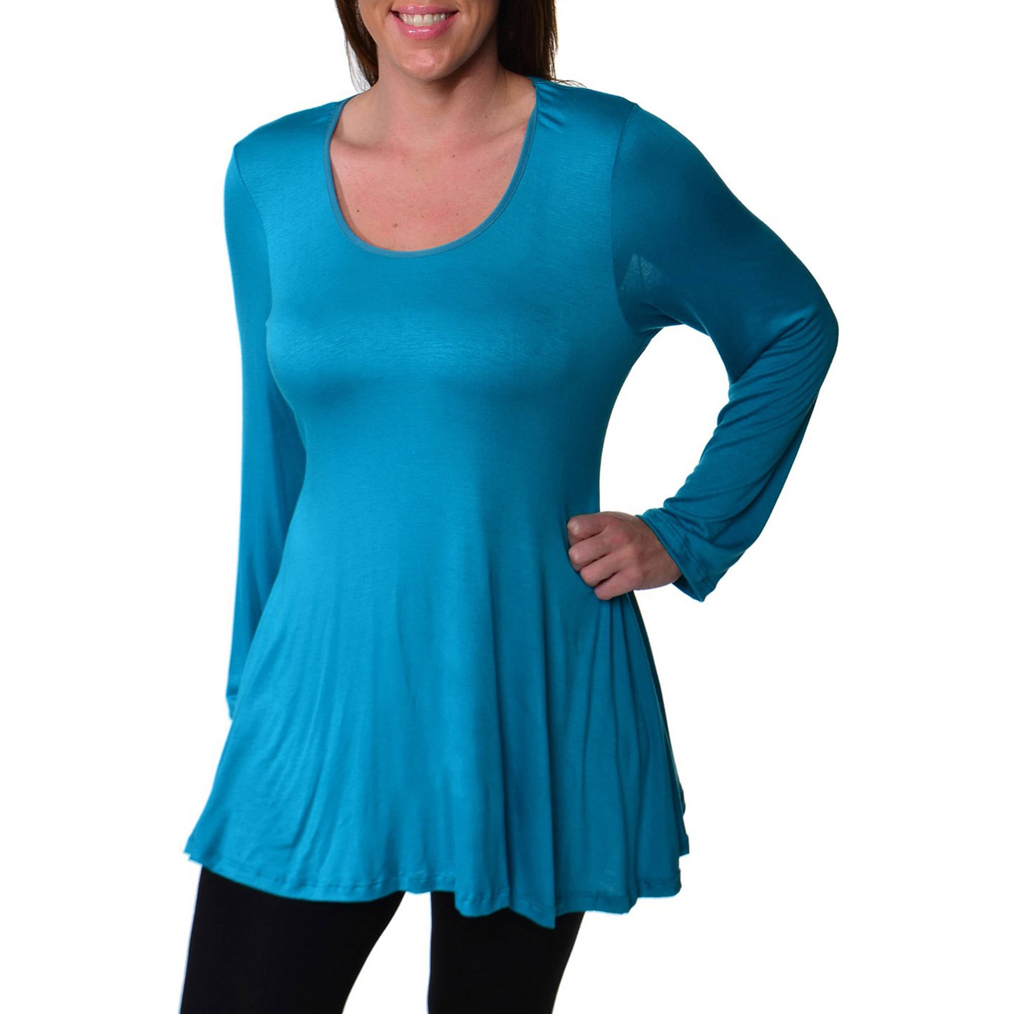 Women's Plus Size Less is More Long Sleeve Tunic - Walmart.com